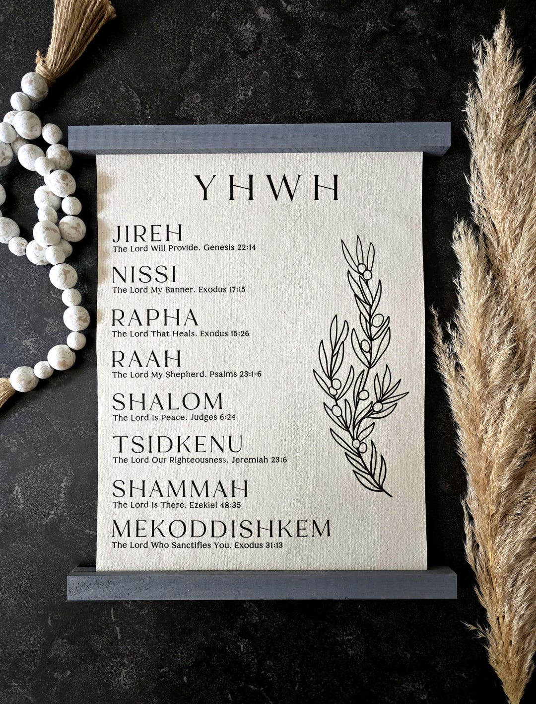 YHWH Canvas Sign, Hebrew Names of God Tapestry Sign, Yahweh, Jireh ...