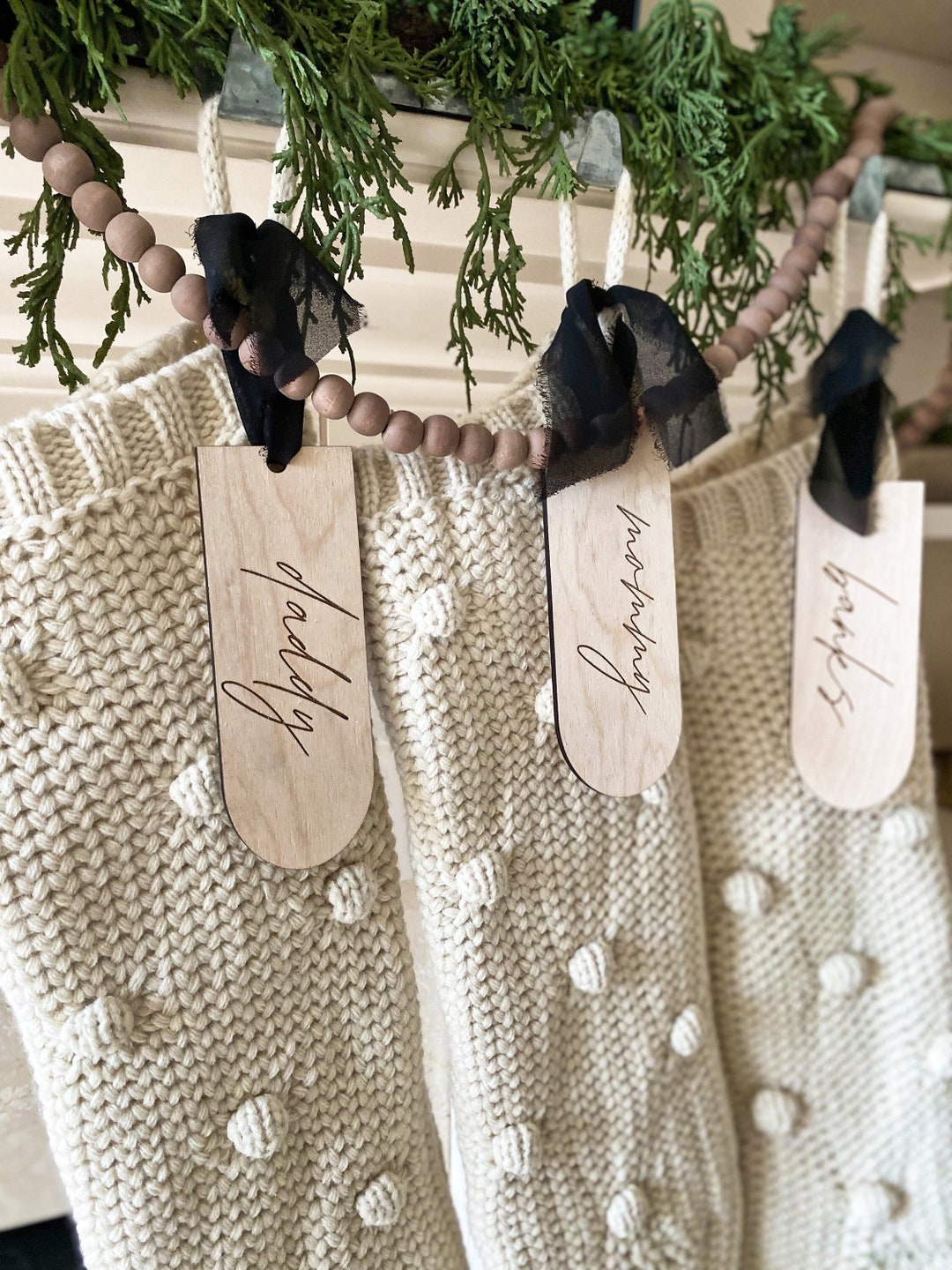 Engraved Christmas Stocking Tags, Personalized Stocking Tags, Laser Cut ...