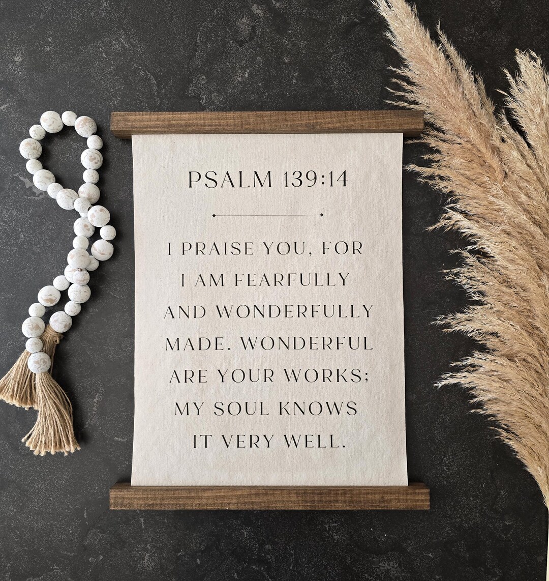 Bible Verse Canvas Sign, Tapestry Sign, Psalm 139:14, Custom Nursery ...