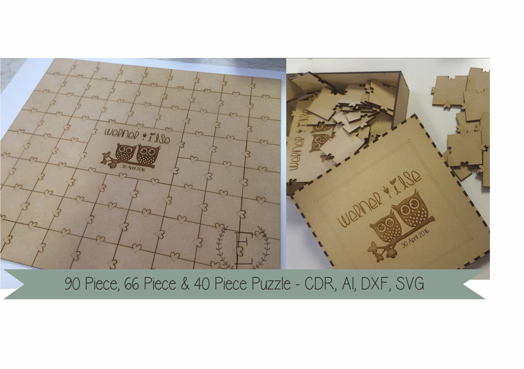 Laser Cut X3 Guestbook Puzzle Designs Digital Download - Etsy