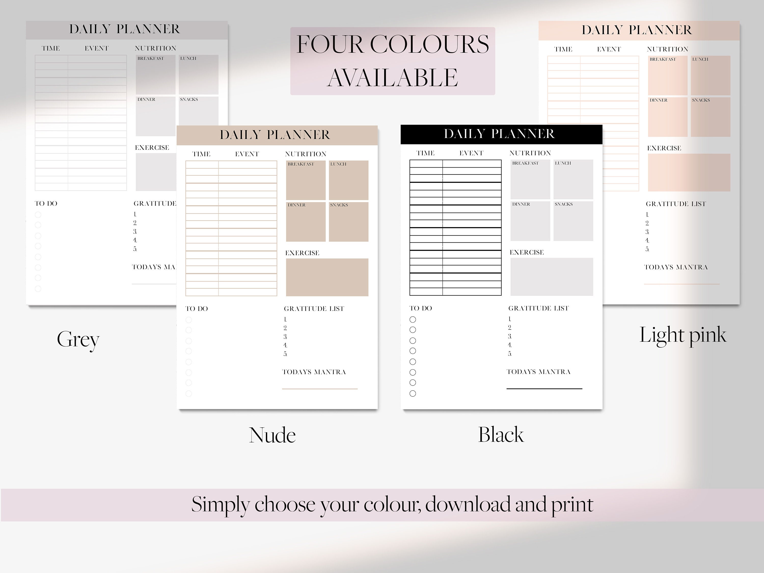 Printable Planner Bundle, Daily Planner, Weekly Planner, Monthly Goals ...