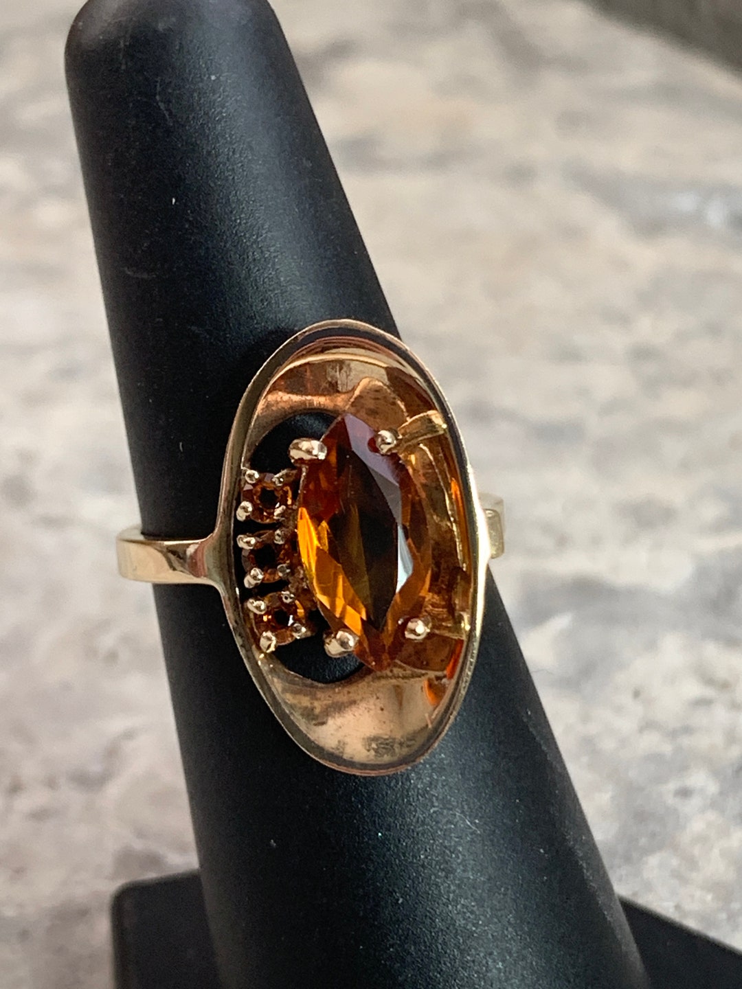 Vintage Genuine Citrine 10k Gold Ring, Marquise Citrine Gold Ring, Citrine Gold Ring - Etsy