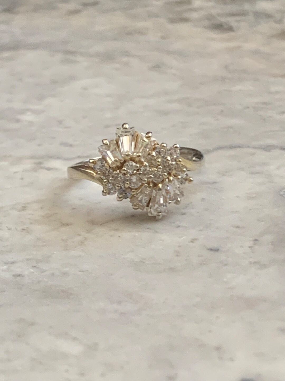 Vintage CZ Anniversary Gold Ring, Gold Plated Cubic Zirconias ...
