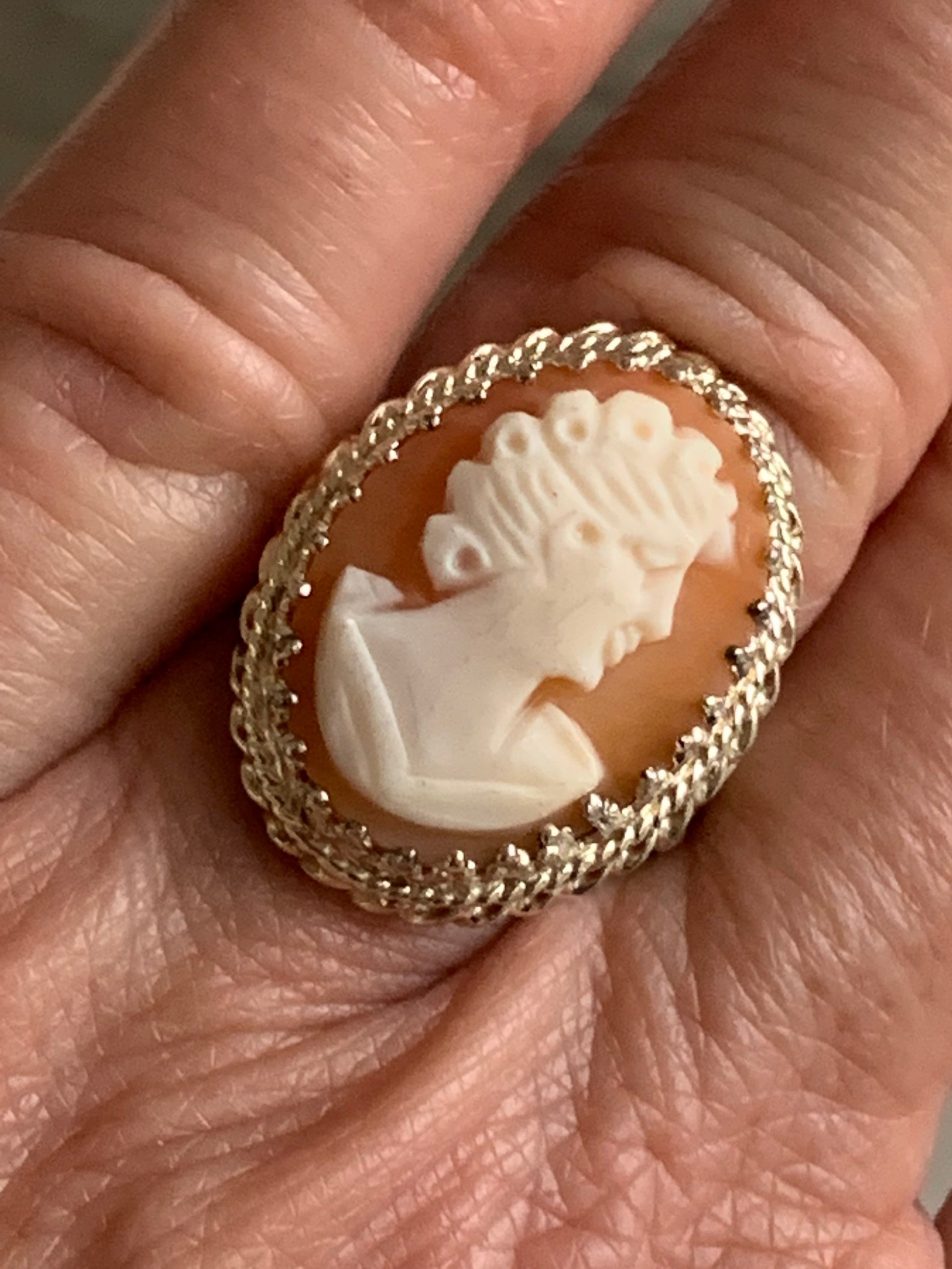 Vintage Genuine Cameo Ring Large Cameo Shell Gold Plated - Etsy