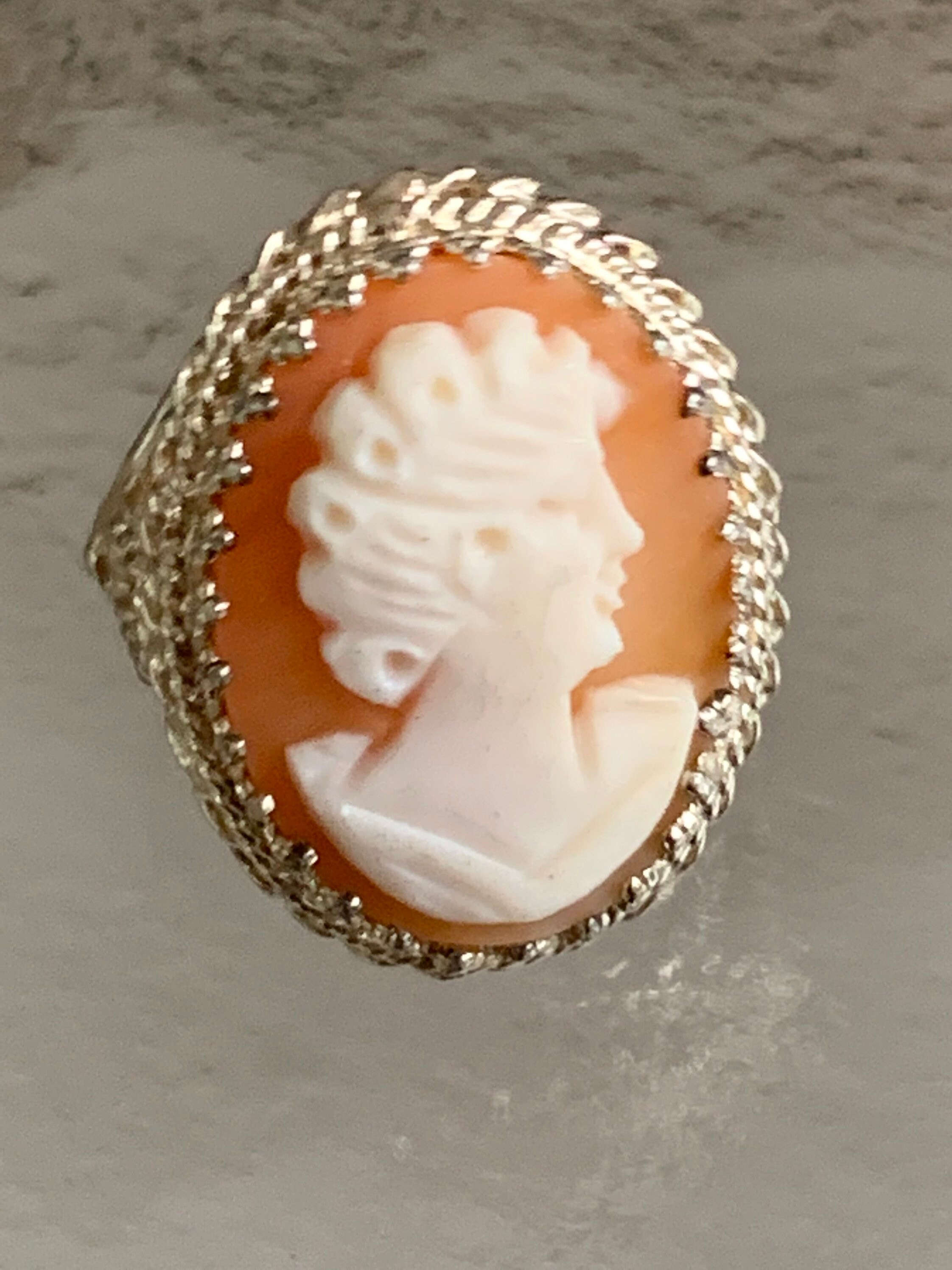 Vintage Genuine Cameo Ring Large Cameo Shell Gold Plated - Etsy