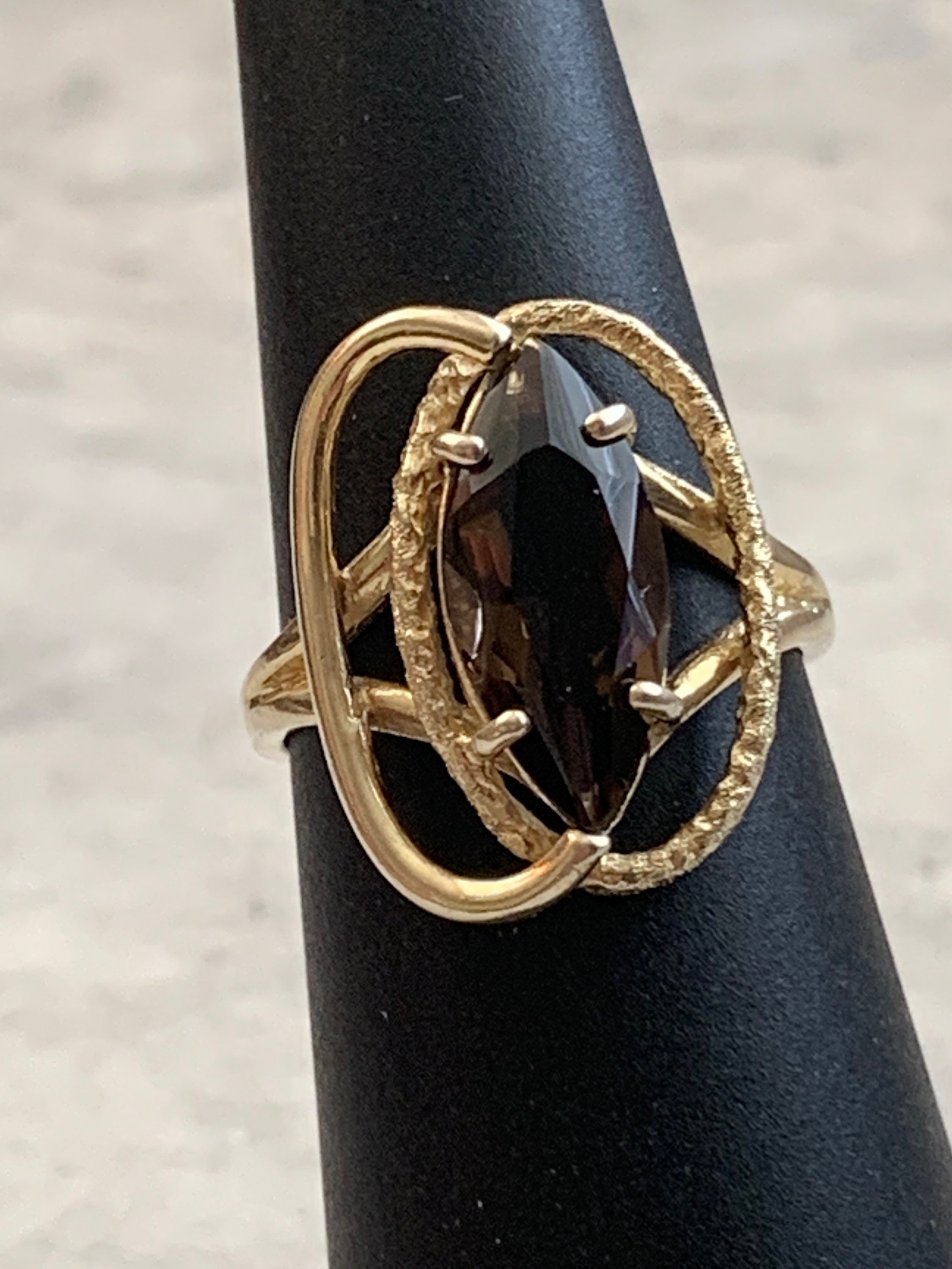 Vintage Smoky Topaz Gold Ring Marquise Stone Gold Plated - Etsy