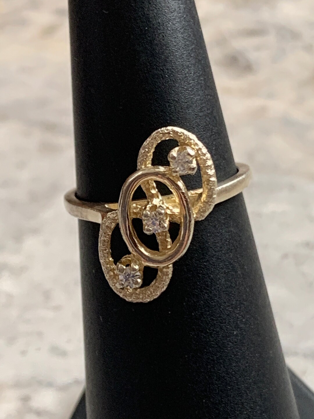 Vintage CZ Gold Plated Ring, Mid Century CZ Ring, Vintage CZ Rope ...
