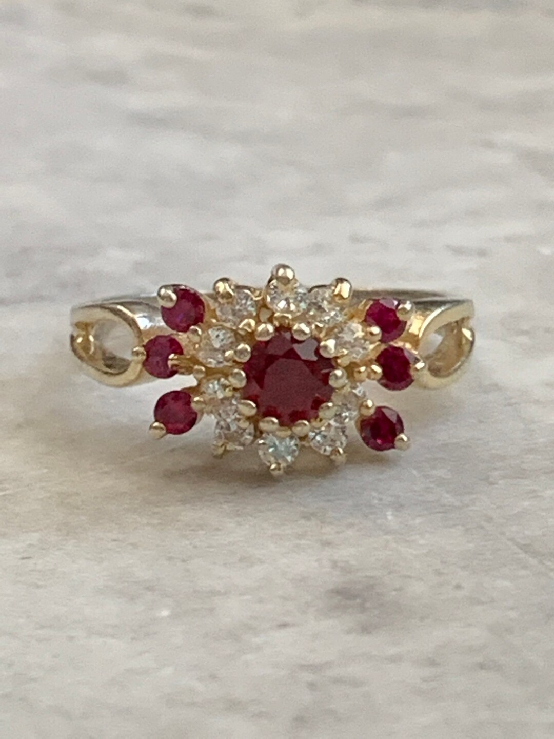Vintage Ruby CZ Ring, Gold Plated Pure Silver, Size 6 1/4, Simulated ...