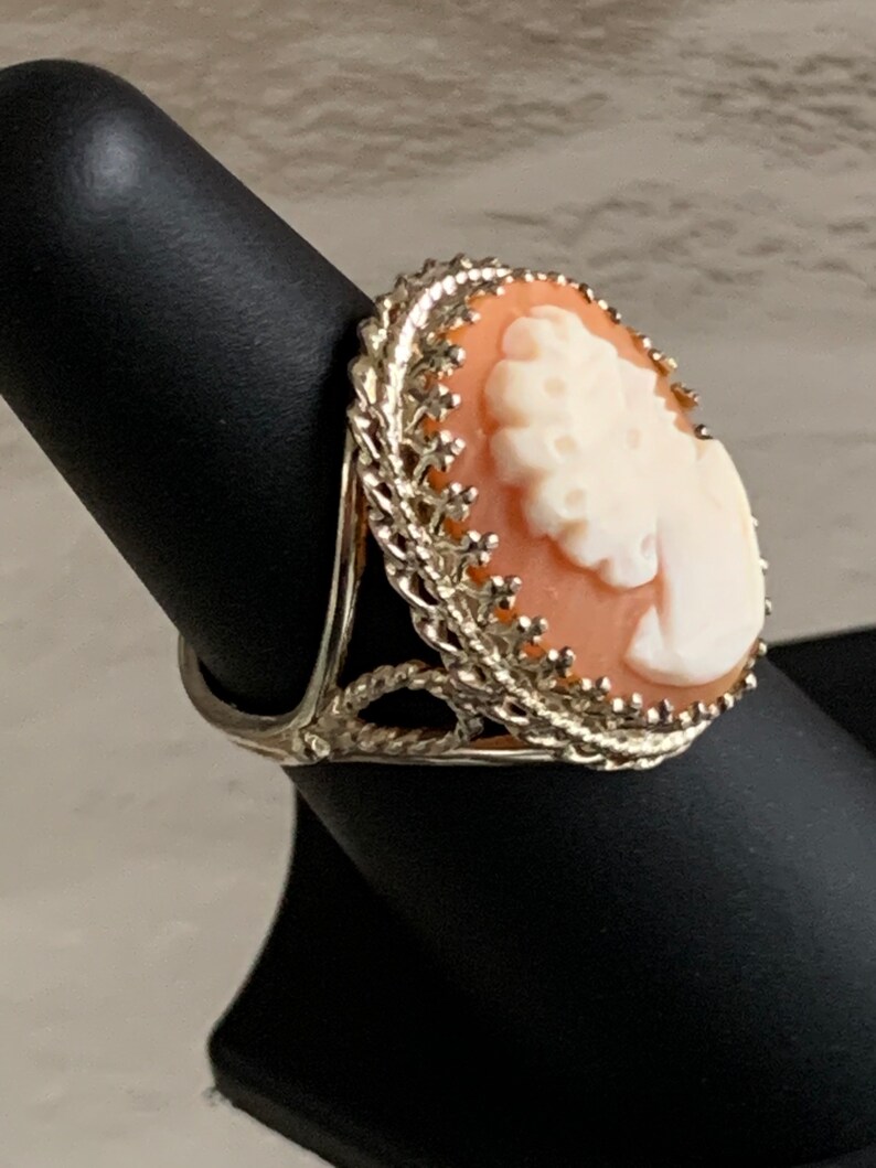 Vintage Genuine Cameo Ring Large Cameo Shell Gold Plated - Etsy