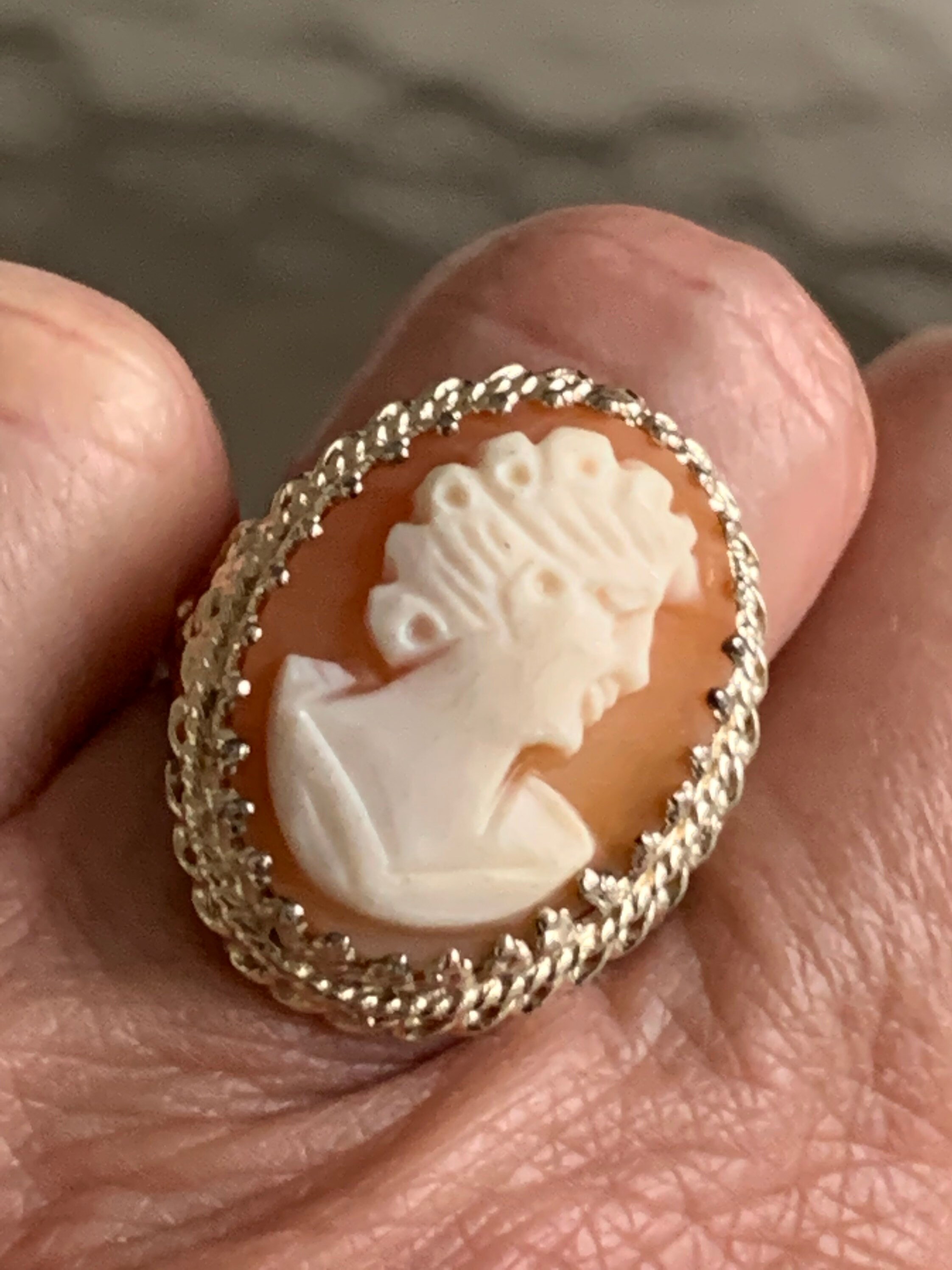 Vintage Genuine Cameo Ring Large Cameo Shell Gold Plated - Etsy