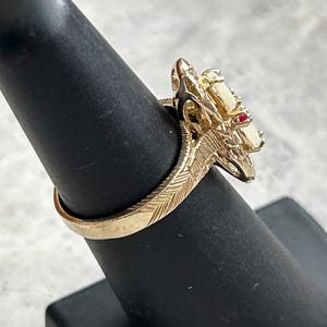 Vintage Genuine Australian Opal Gold Ring, Opal Ruby Vintage Ring, Victorian Style Opal Ring ...