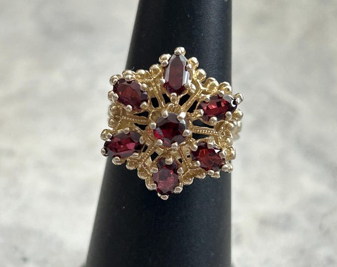 Vintage Garnet Ring, Vintage Genuine Garnets Gold Ring, Victorian ...