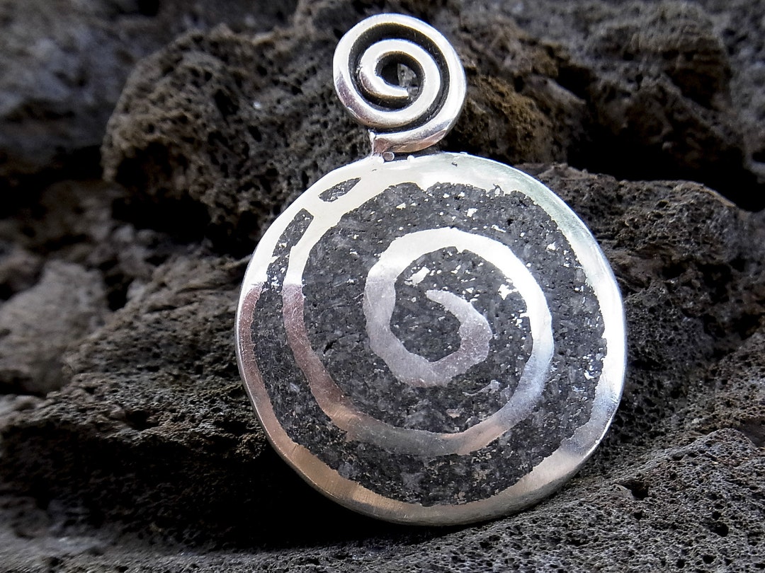 Lava Disc With 925 Silver Spiral, Pendant, Lava Jewelry, Natural Stone ...