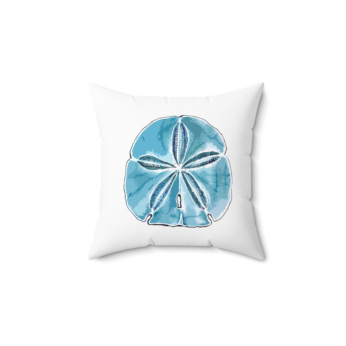 Hand-drawn Sand Dollar Design on Soft White Pillow - Elegant Coastal ...
