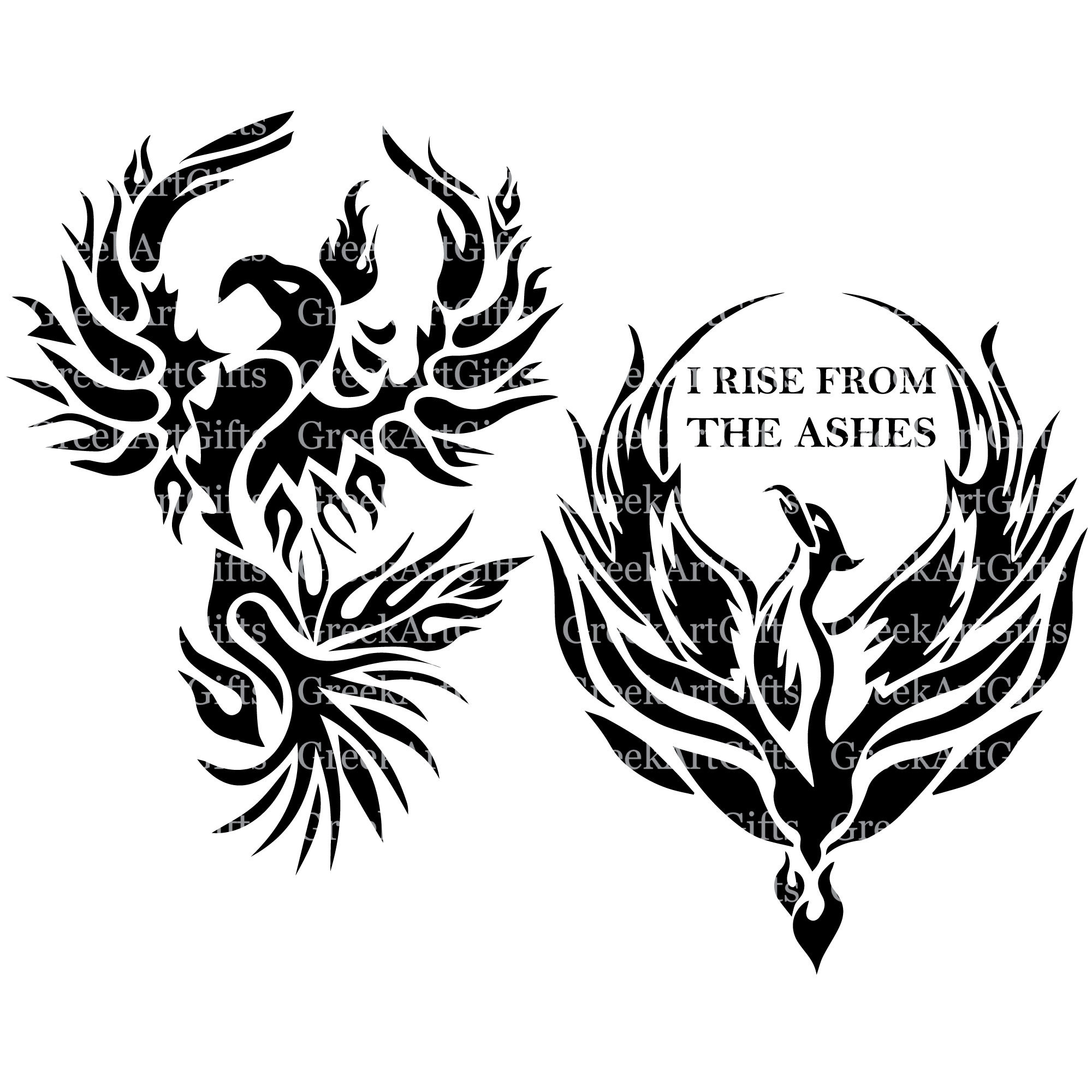 Bird Phoenix SVG Mythological Bird Creature Tattoo Stencil Stamp Bundle ...