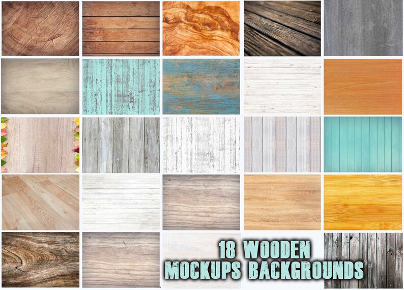 18 Mockups Backgrounds Pack 3, Wood Background Mockup Bundle, Wood ...