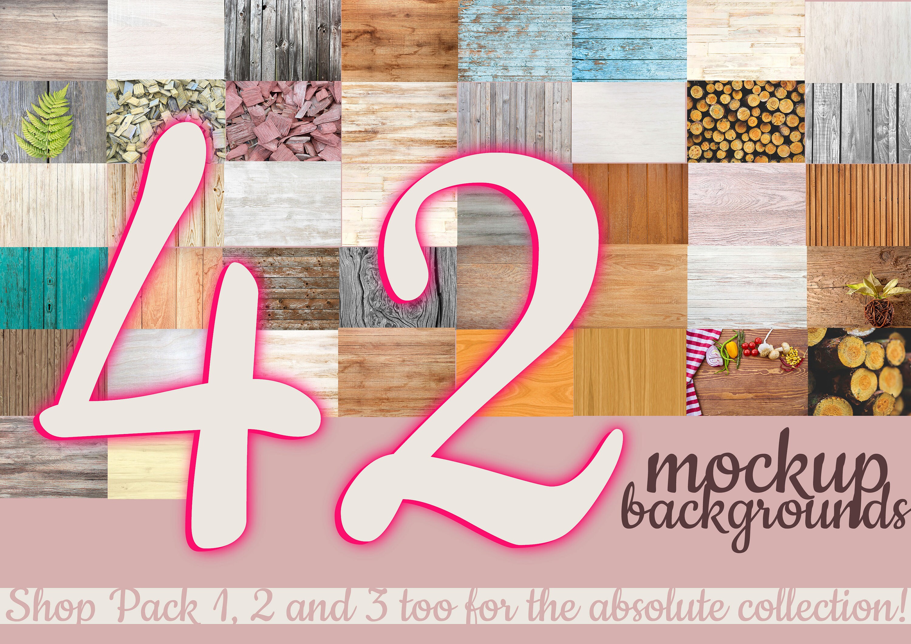 Mockup Background Bundle 42 Pack 4, Wooden Background Mockups, Wood ...