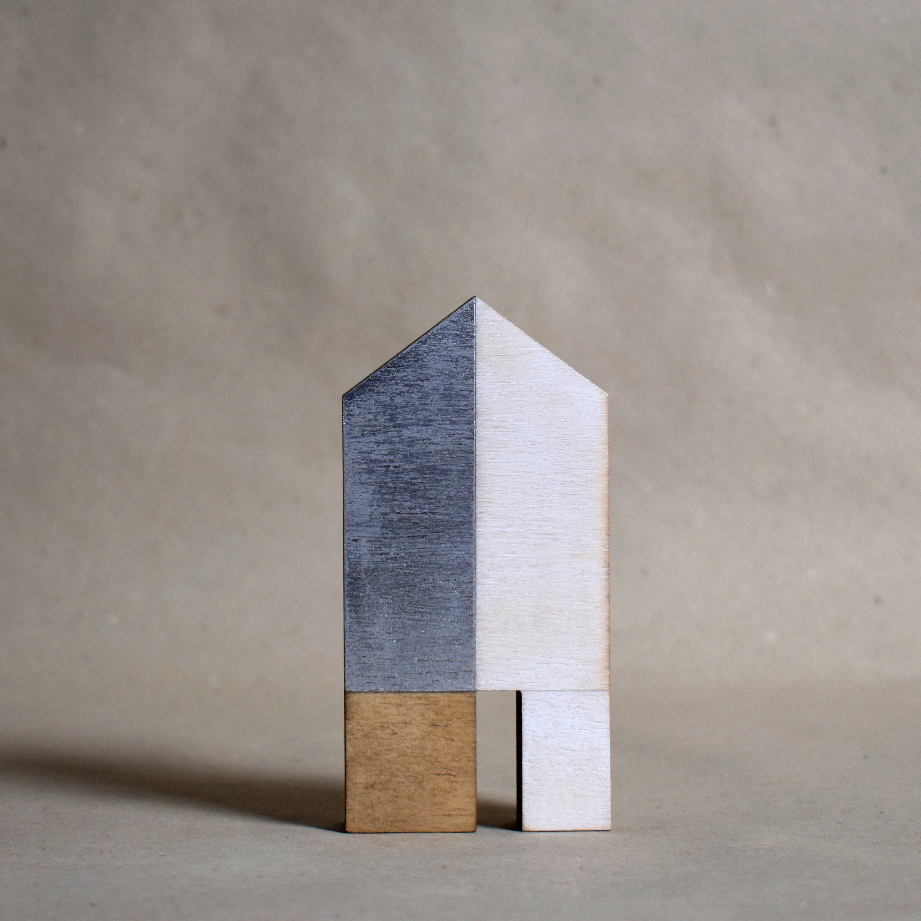 Tall House - White/silver No.3. Handpainted and Gilded Plywood Little ...
