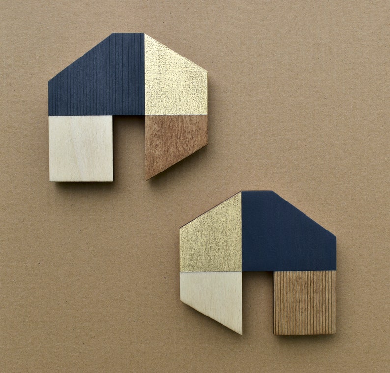 Blue and Gold House Wall Sculpture. Handpainted and Gilded. House ...