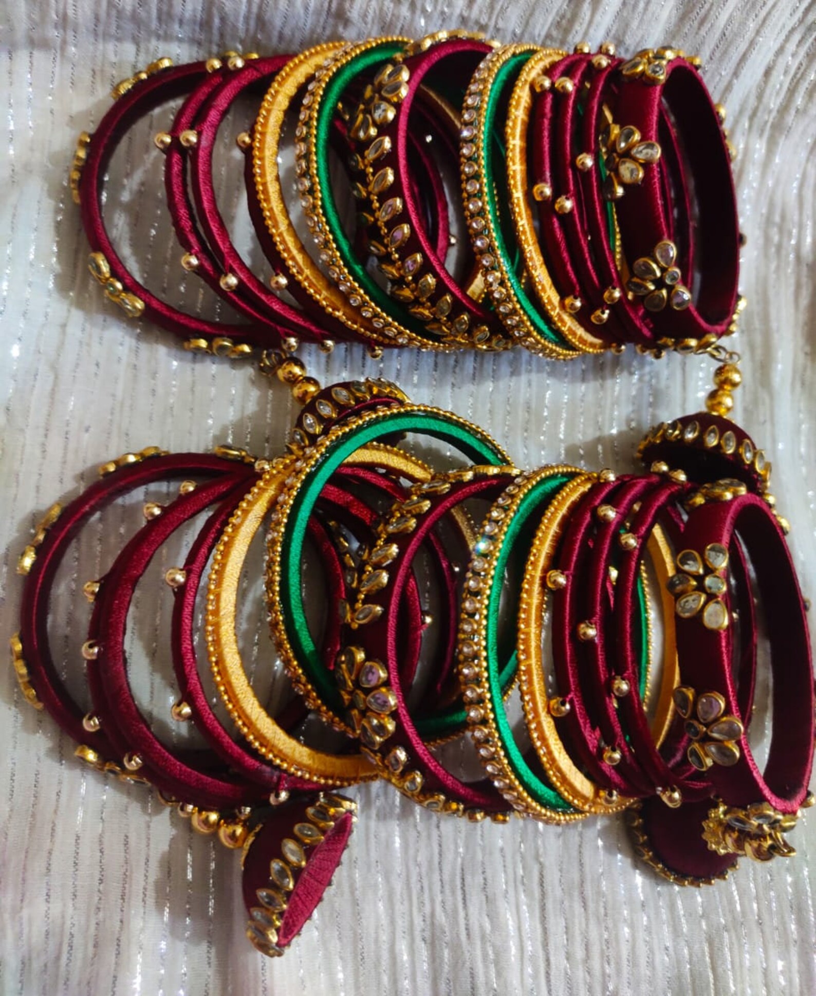 Handmade Silk Thread Kundan Bangles Set for Women & Girls - Etsy