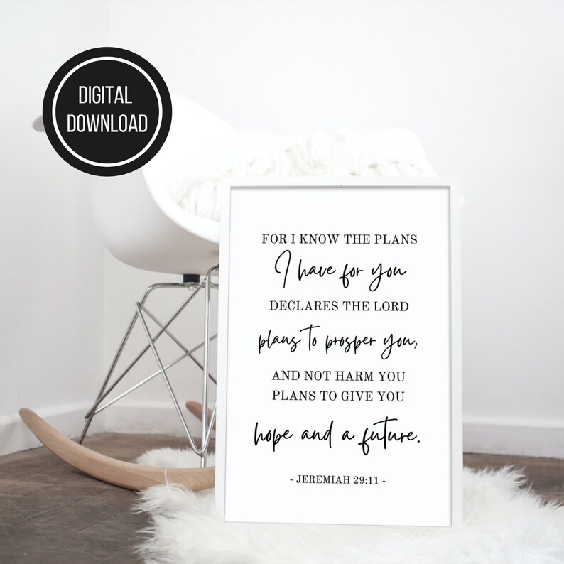 Jeremiah 29:11 for I Know the Plans I Have for You , Instant Download ...