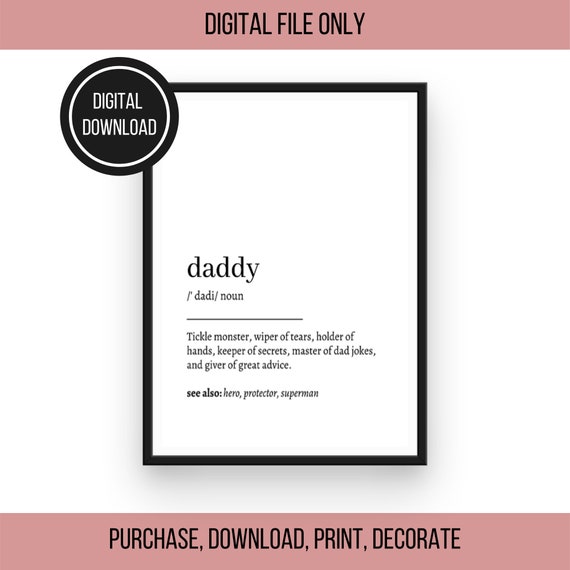 Daddy Definition Printable Art Father's Day Gift Dad | Etsy