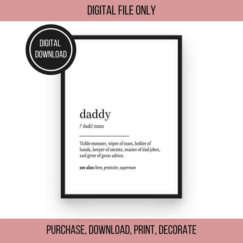 Daddy Definition Printable Art | Father's Day Gift | Dad Quotes Print ...