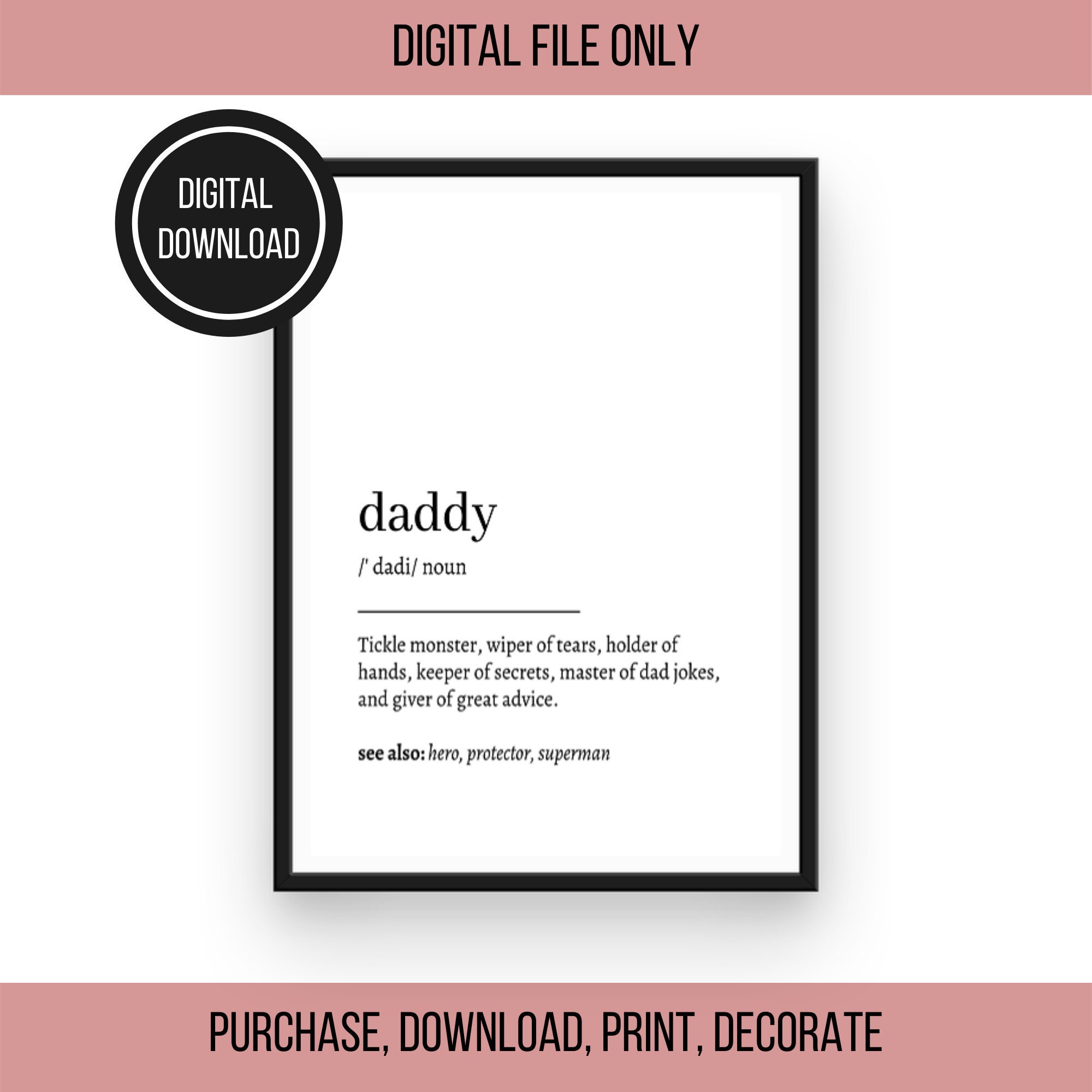 Daddy Definition Printable Art | Father's Day Gift | Dad Quotes Print ...