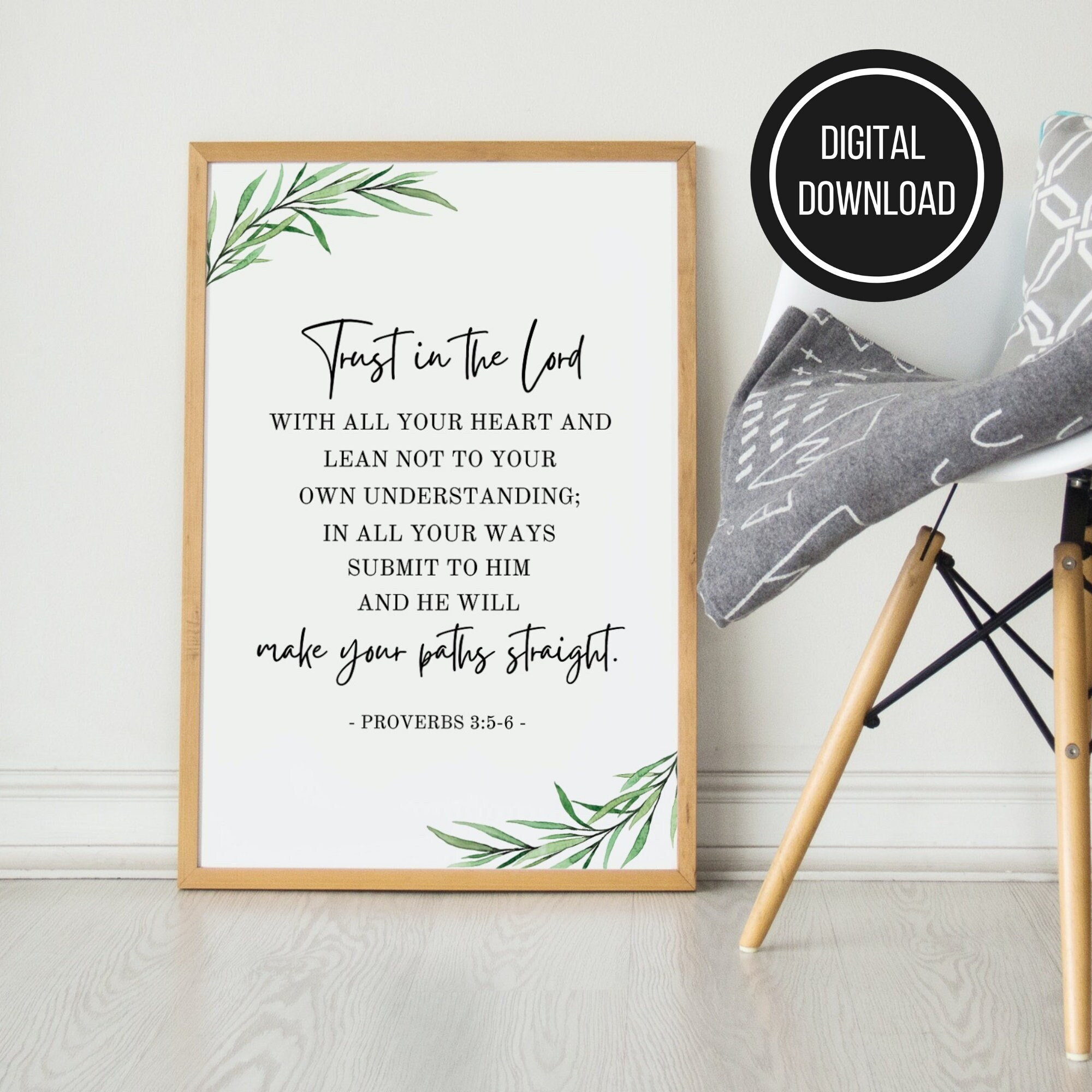 Proverbs 3:5-6 Trust in the Lord Printable Bible Verse Wall Art ...