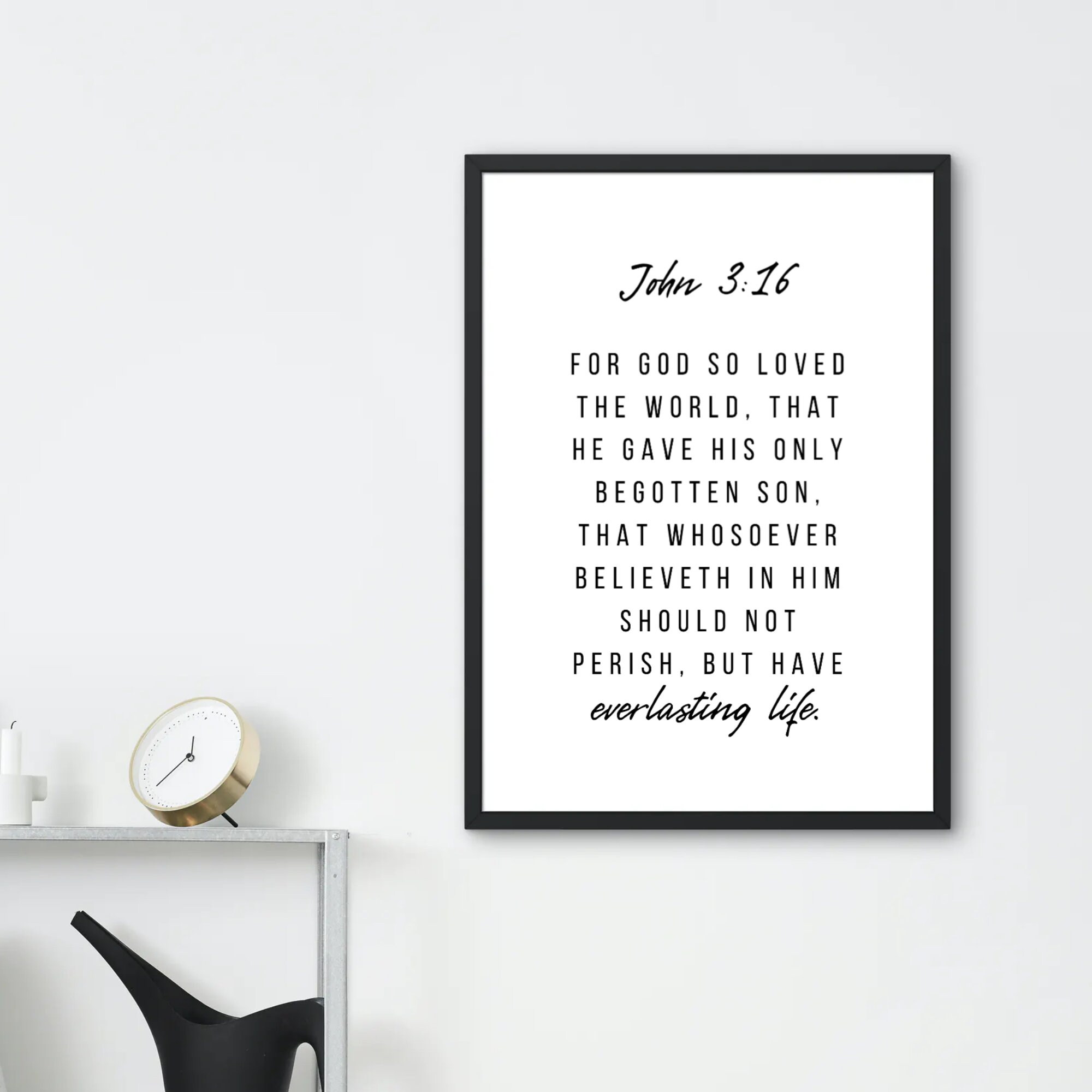 John 3:16 for God so Loved the World Wall Art Print, Printable Bible ...