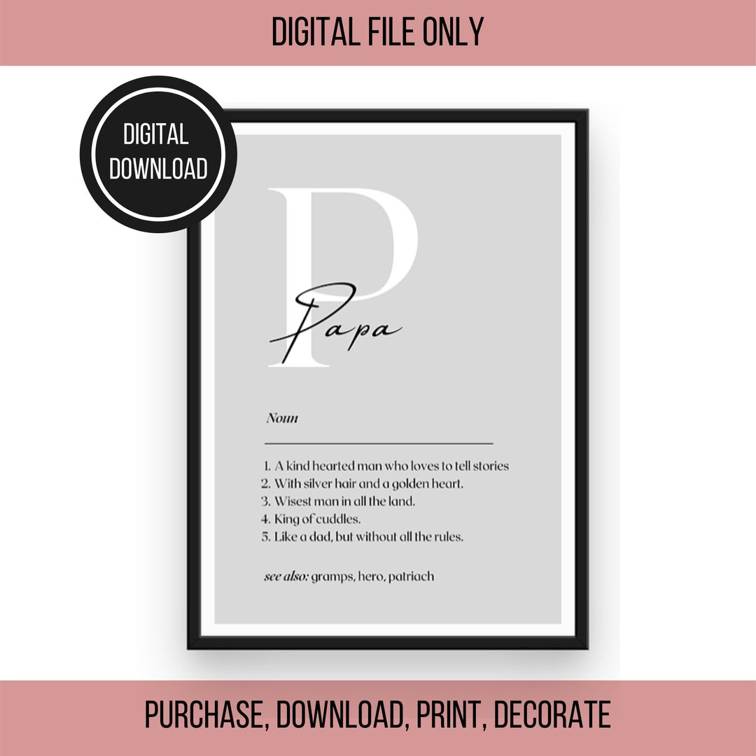 Papa Definition Printable Art | Father's Day Gift | Dad Quotes Print ...