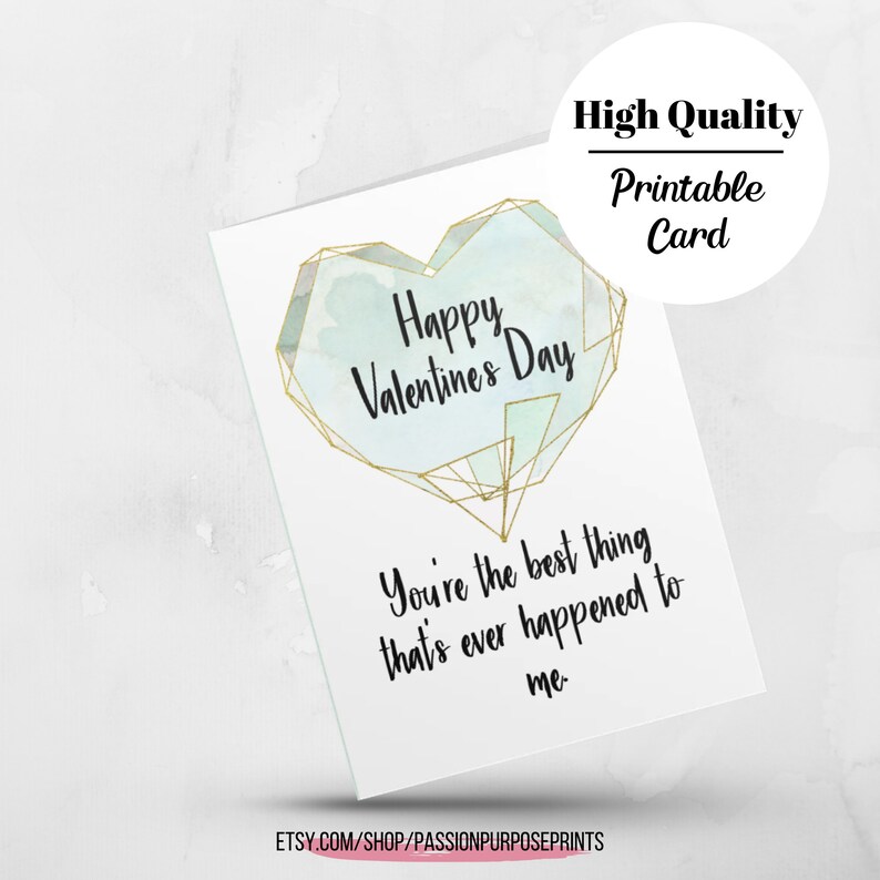 Valentine's Day Card Printable Blue Crystal Heart - Etsy