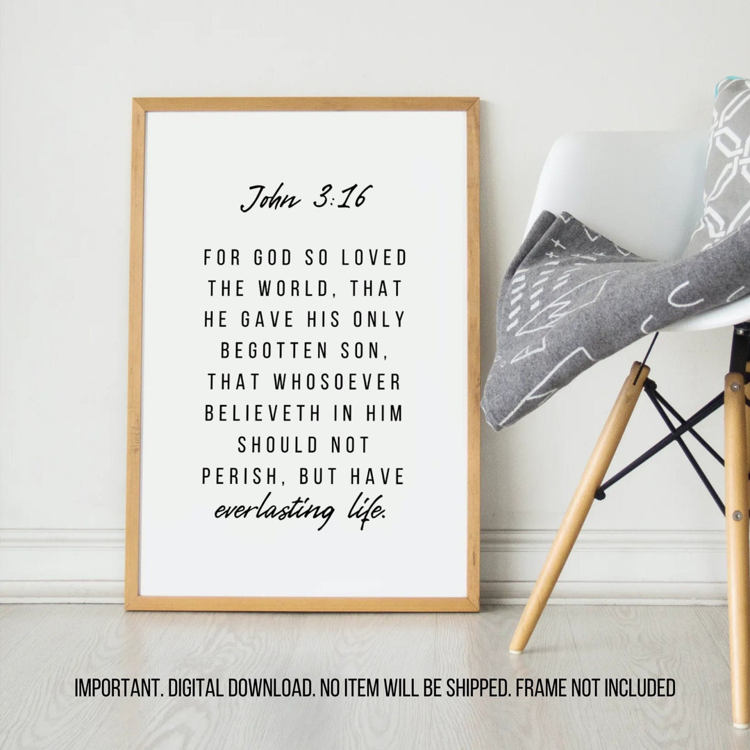 John 3:16 for God so Loved the World Wall Art Print, Printable Bible ...