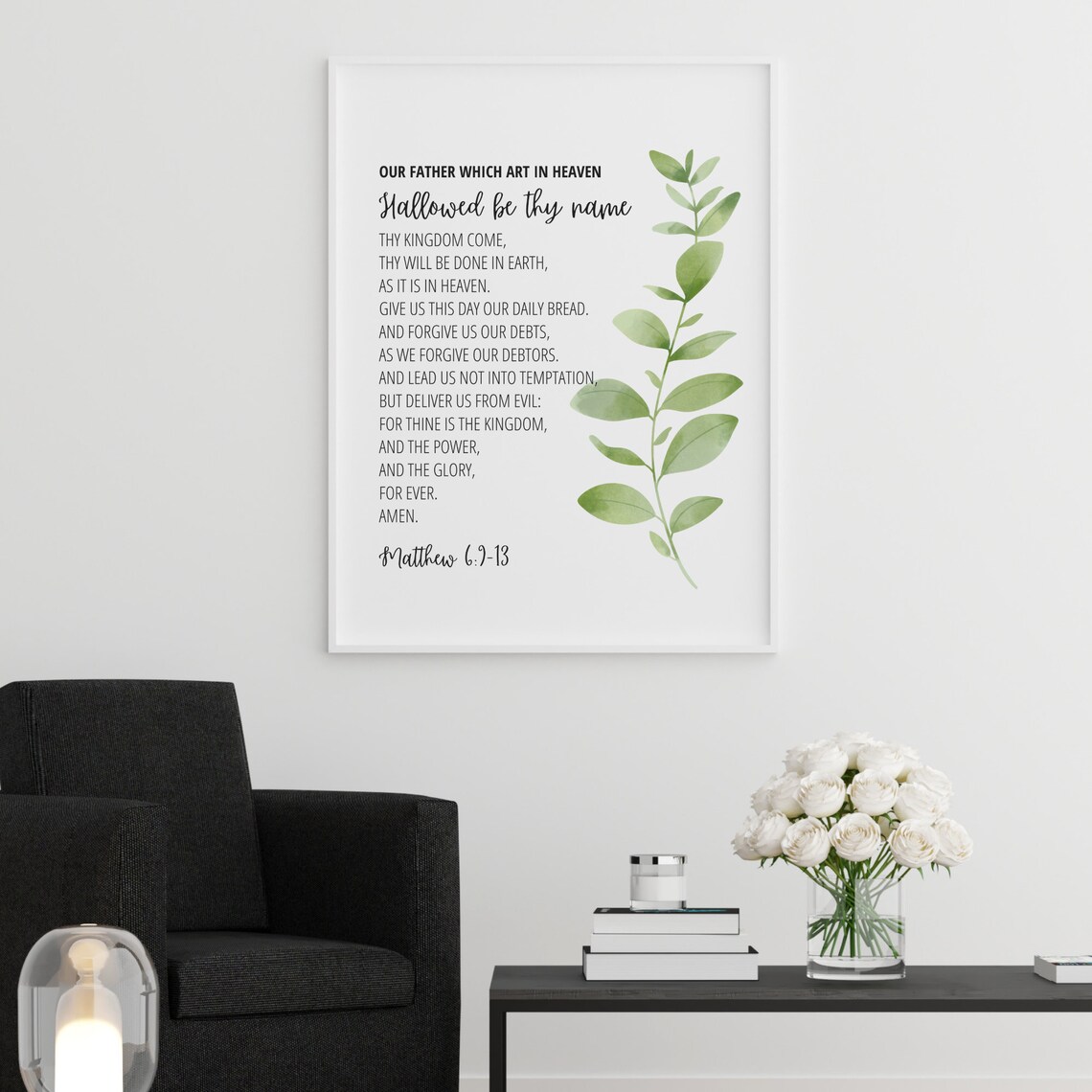 The Lord's Prayer Printable Matthew 6:9-13 Our Father Prayer Wall Print ...