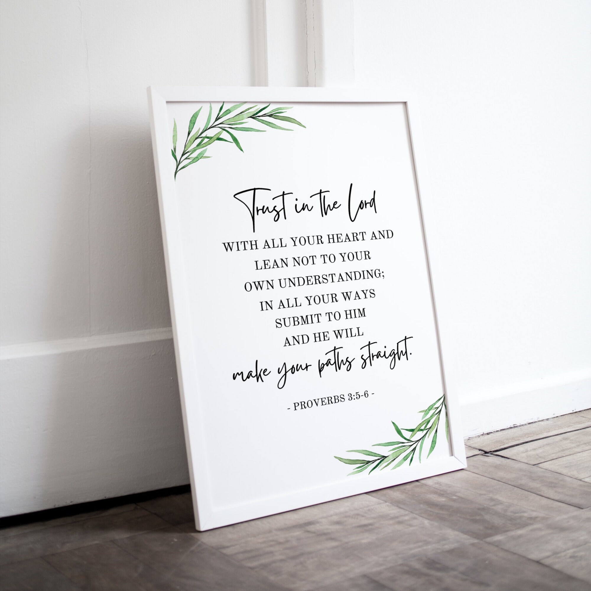 Proverbs 3:5-6 Trust in the Lord Printable Bible Verse Wall Art ...