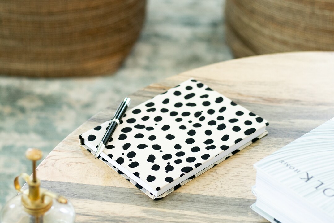 Handmade A5 Leopard Print Fabric Journal, Black and Cream Lined ...