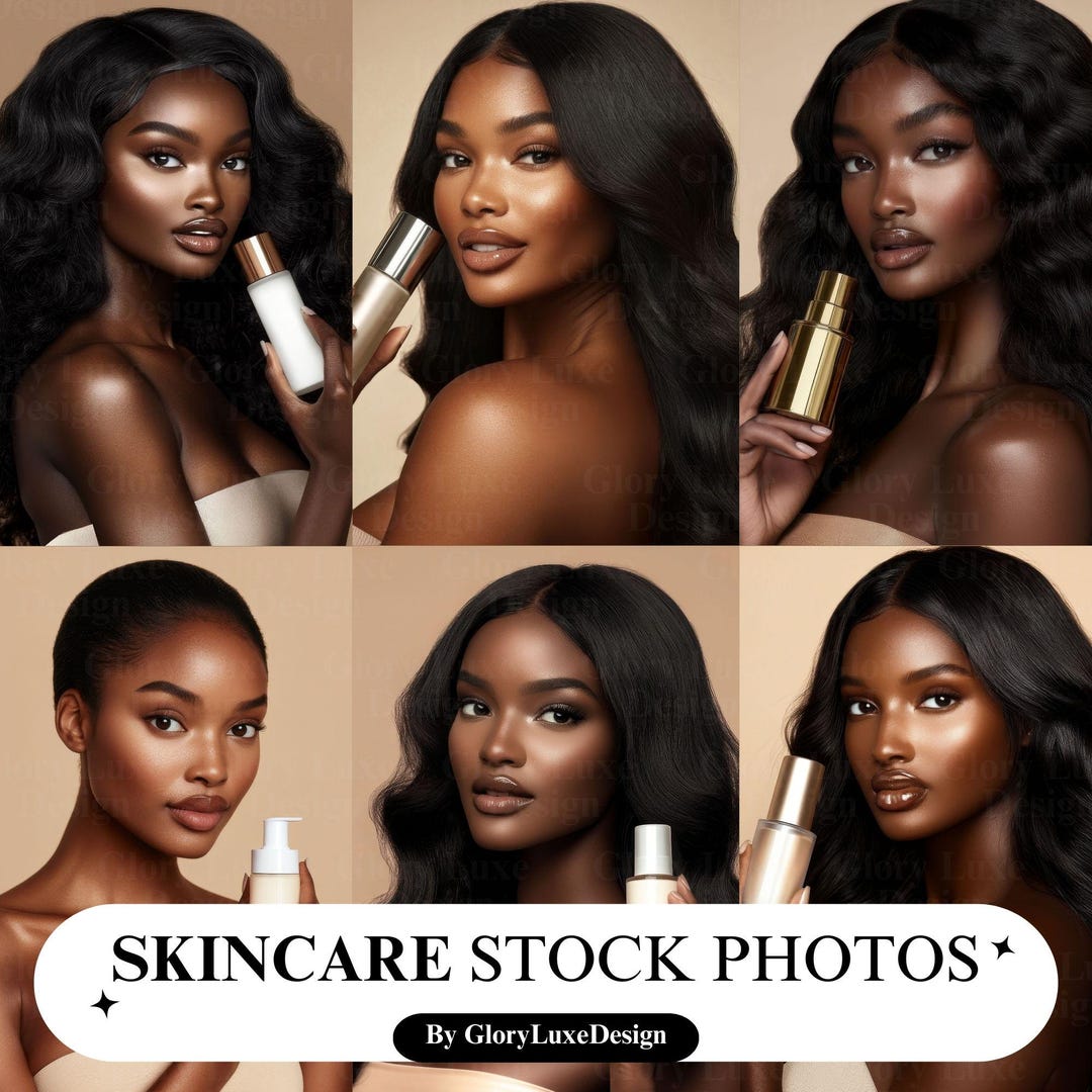 6 Melanin Skincare Model Beauty Stock Images, African American Beauty ...