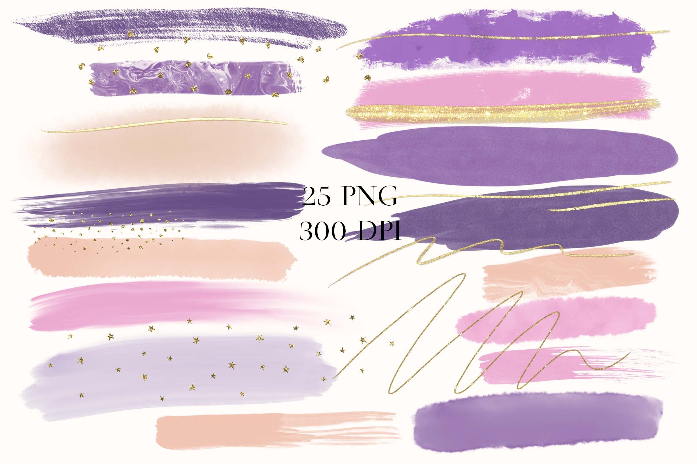 Lavender Watercolor Brush Strokes Clipart Paint Stroke - Etsy