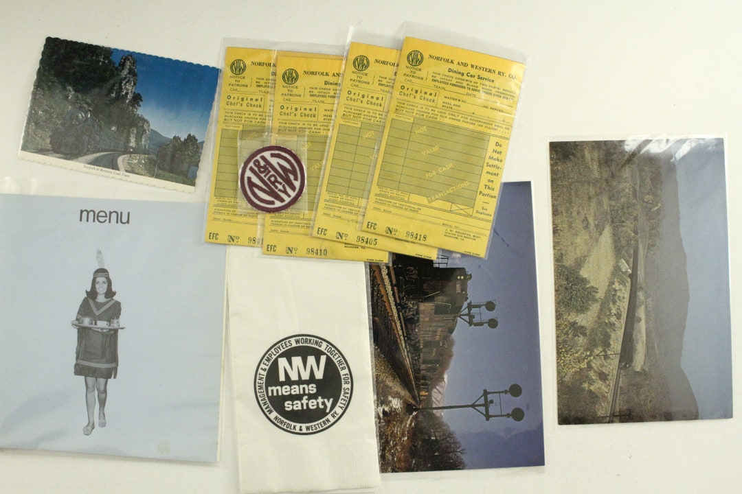 Vintage Paper Railroad Train Advertising Lot N&W Norfolk Western Menus ...