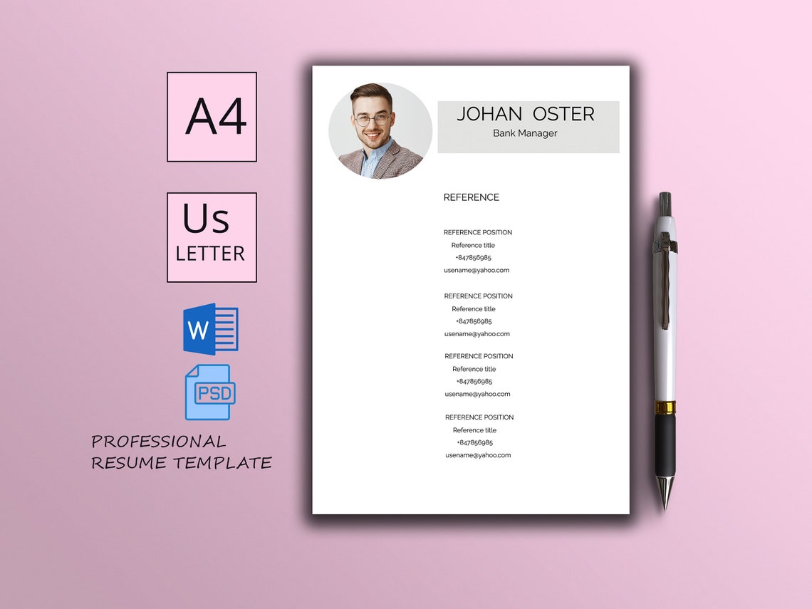 Professional One Page Resume Template, 1 Page Resume Template Word, One ...