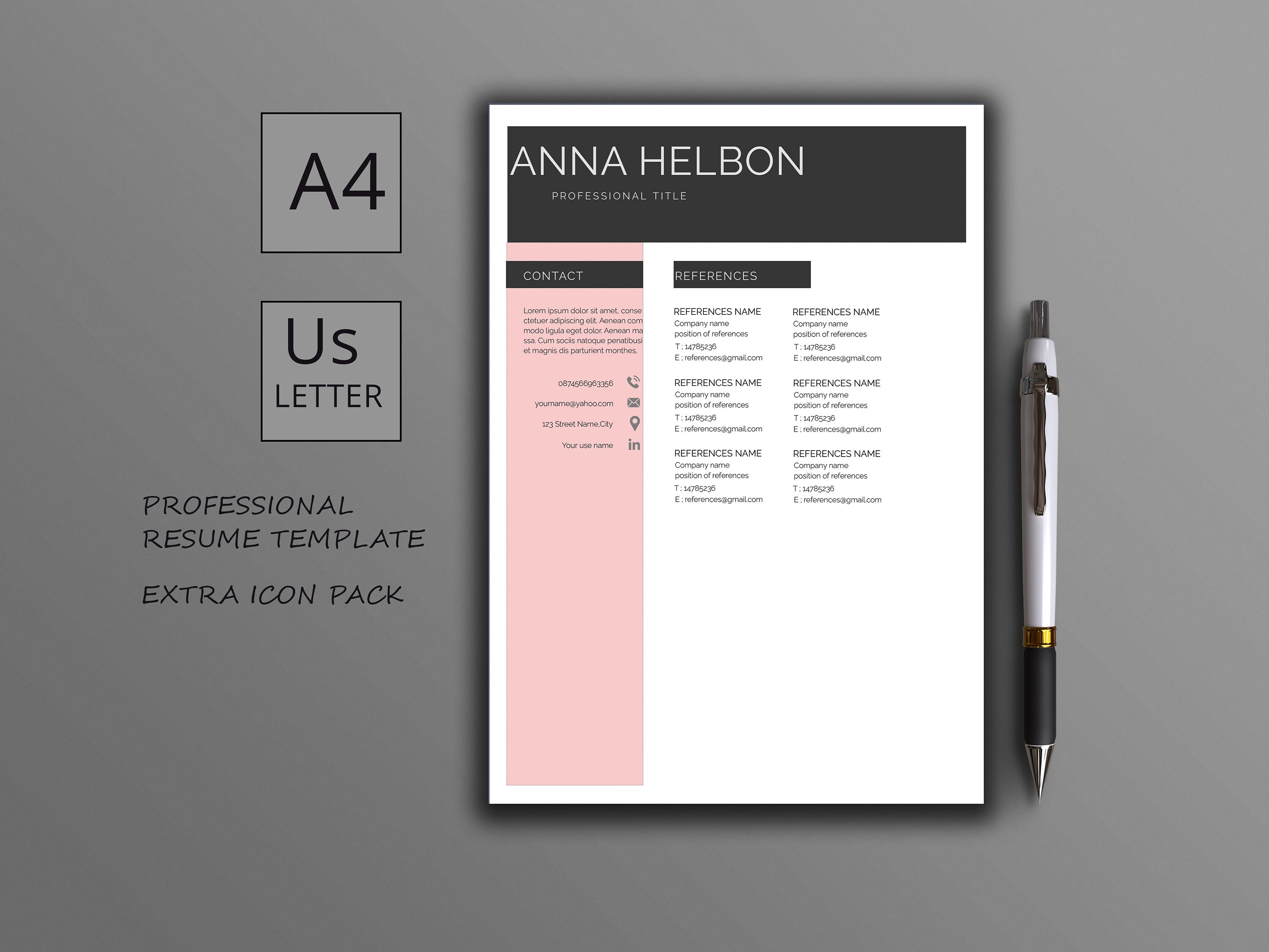 Resume Template for Word | 1 & 2 Page Professional Resume Template ...