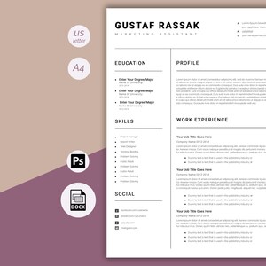 Professional Resume Template, Resume Template Word, Resume Template Instant Download, Modern Cv ...