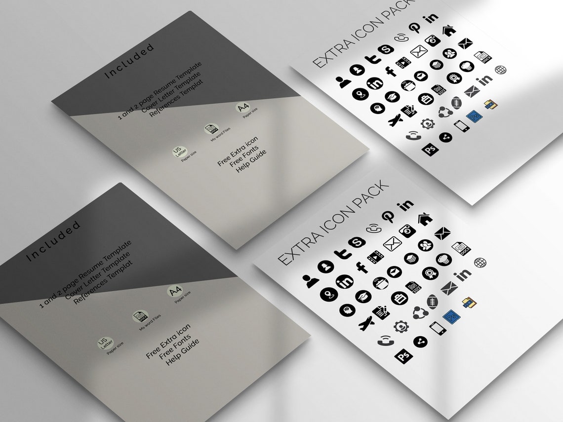 Resume Template for Word 1 & 2 Page Professional Resume Template, Cover ...