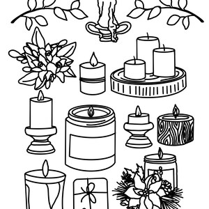 Cozy Candles - Simple Adult Coloring Page - Etsy