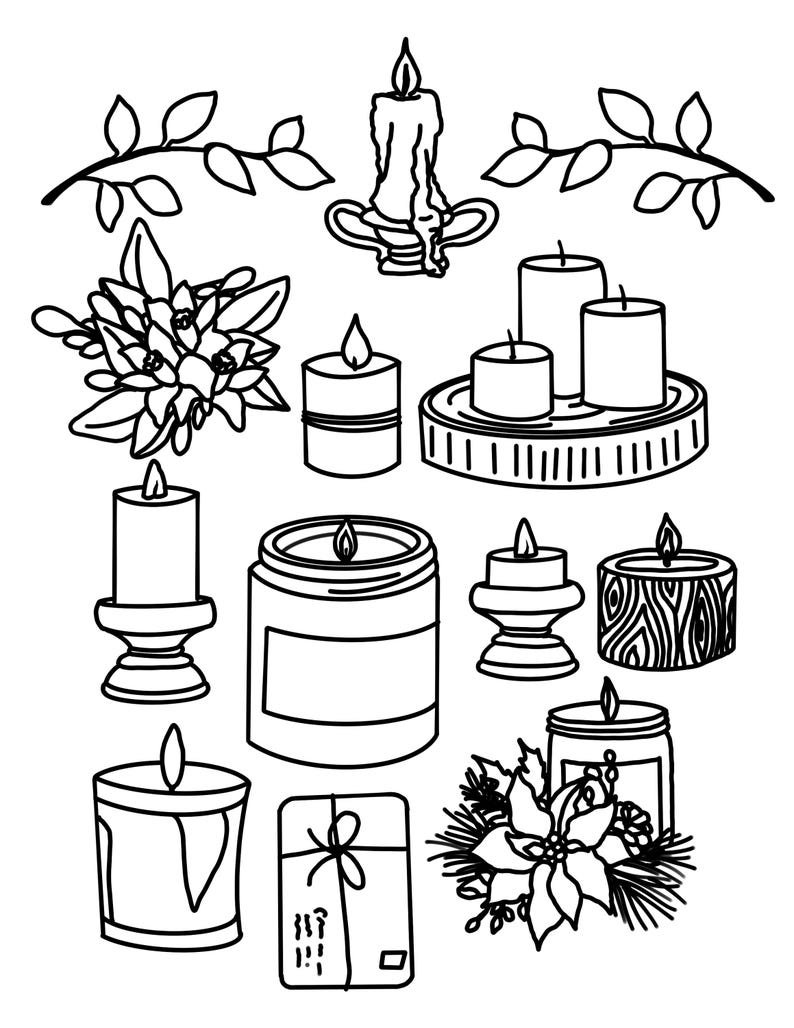 Cozy Candles - Simple Adult Coloring Page - Etsy