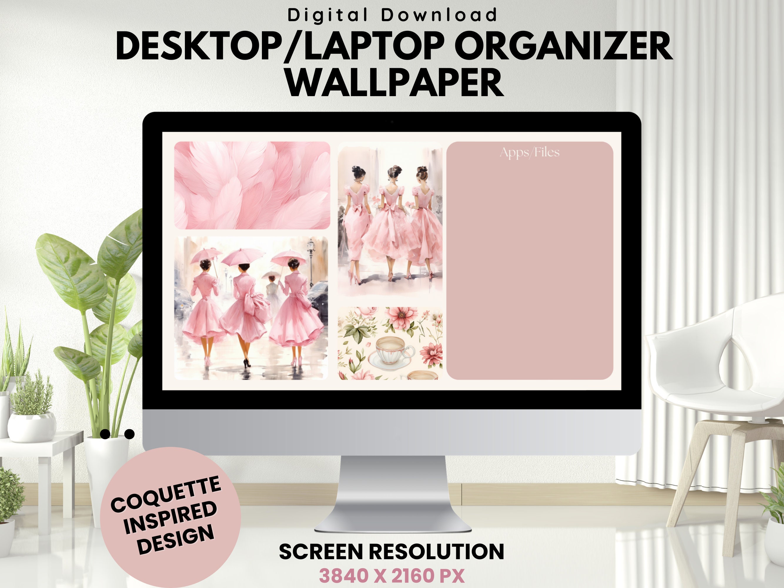 Coquette Aesthetic Desktop Organizer Wallpaper, Coquette Room Decor ...