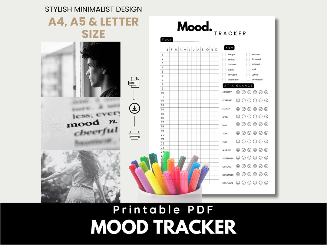 Daily Mood Tracker Printable Mood Tracker Journal Daily Tracker PDF ...