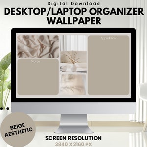 Beige Aesthetic Desktop Organizer Wallpaper, Organizer Wallpaper ...