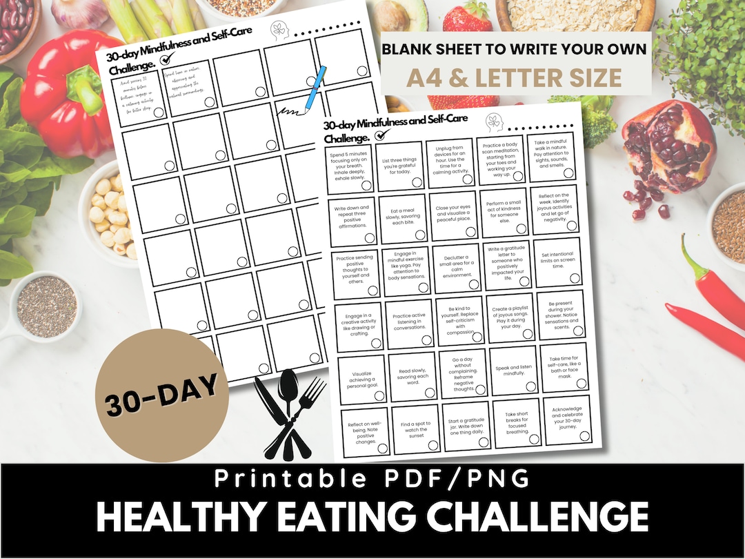 30 Day Healthy Eating Challenge Printable | Self Improvement Printables ...