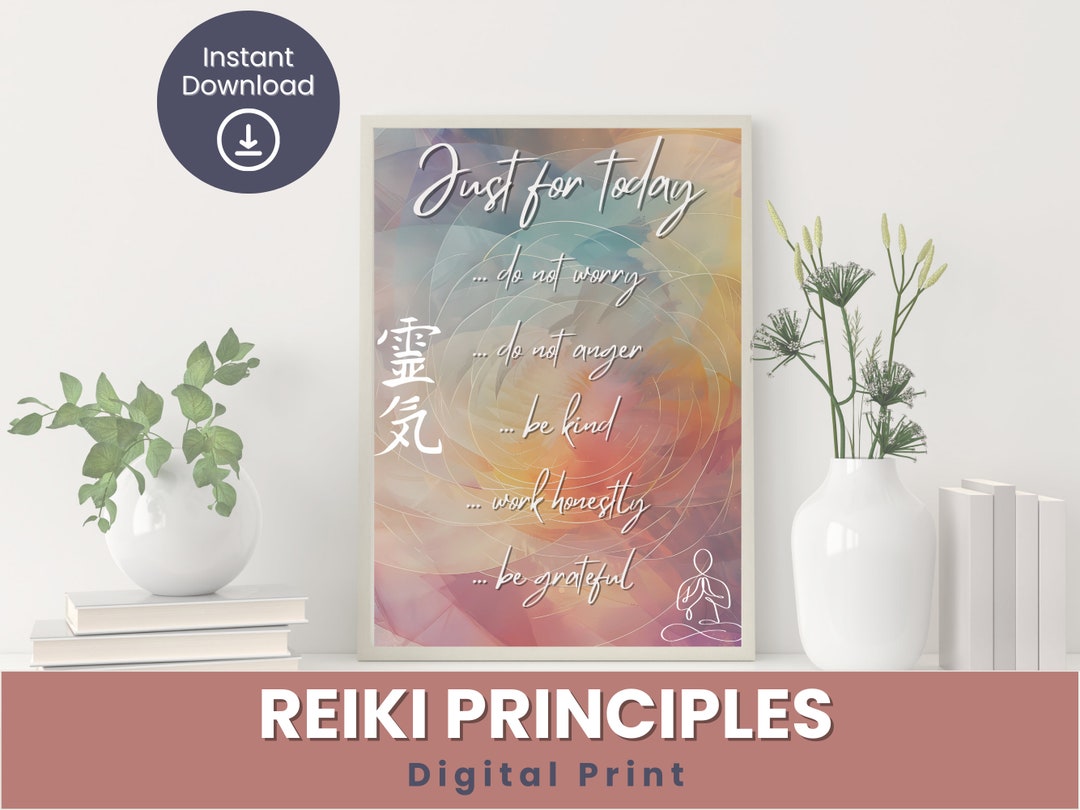 Reiki Print Reiki Principles Wall Art Print Yoga Studio Decor Just for ...